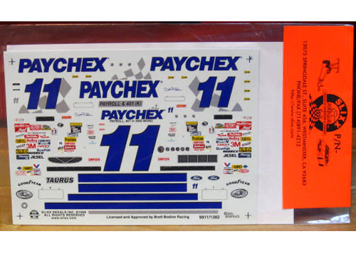 #11 Paychex Brett Bodine 1999 Slixx - Slixx - Slixx Decals