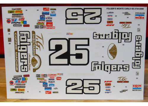 #25 Folgers Tim Richmond 1986 Monogram - Kit Decals - Other Brands