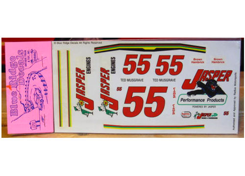 #55 Jasper Ted Musgrave 1992 Blue Ridge - Blue Ridge - Blue Ridge Decals